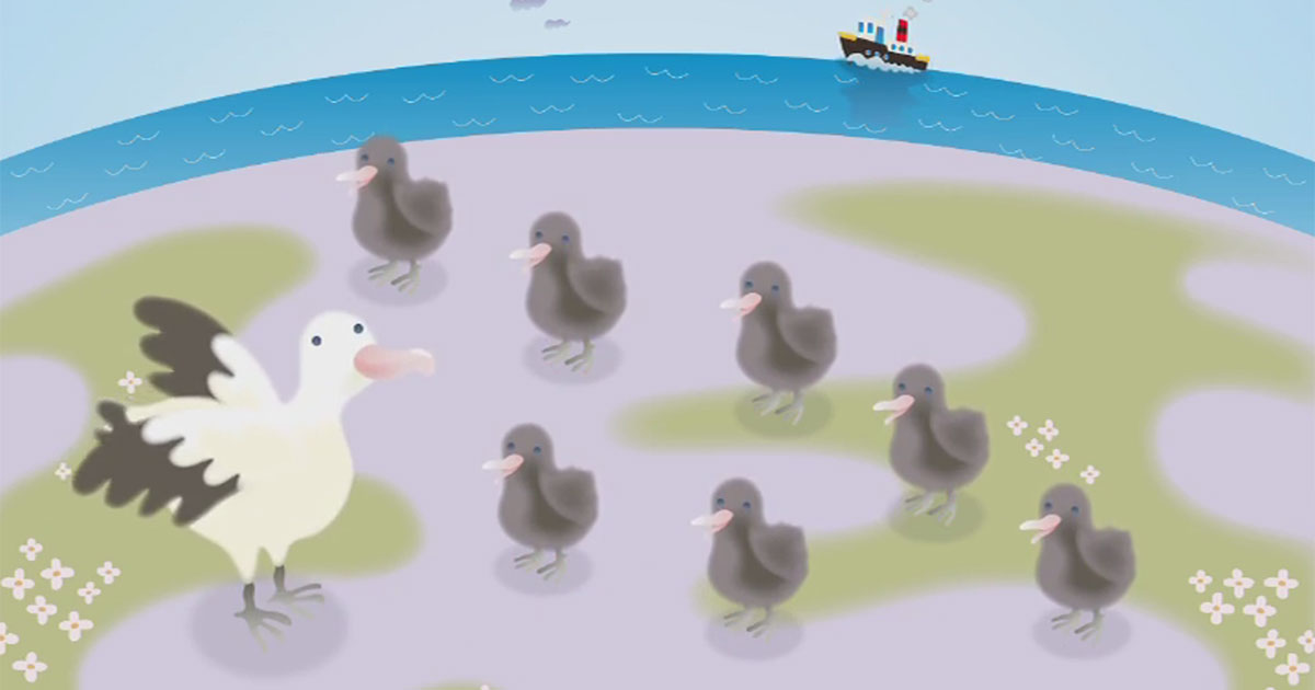 Mother Gooney Bird Has Seven Chicks